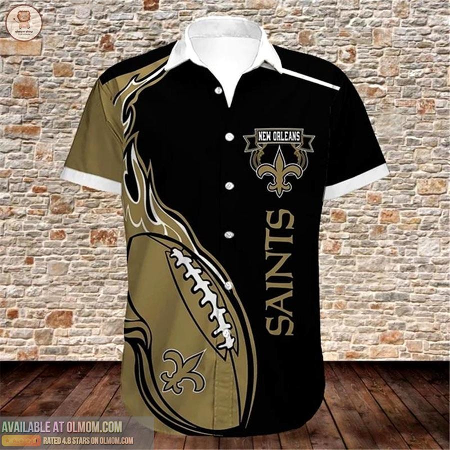 Nfl Men’S New Orleans Saints Shirts Fireball Button Short Sleeve | by son nguyen | Aug, 2023 ...