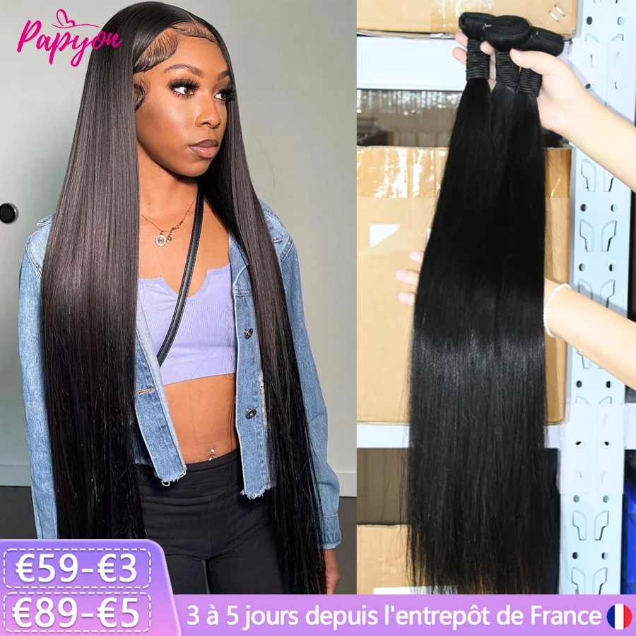 Tissage Humain Hair francais Straight Extensions Cheveux Tissage ...