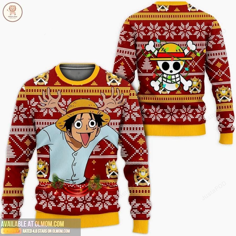 One Piece Anime Monkey D. Luffy 36 All-Over Print Thicken Sweater, One ...