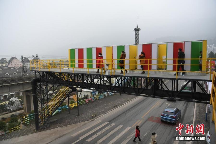 LOOK: Public toilets built on pedestrian bridge in Chongqing | by ...