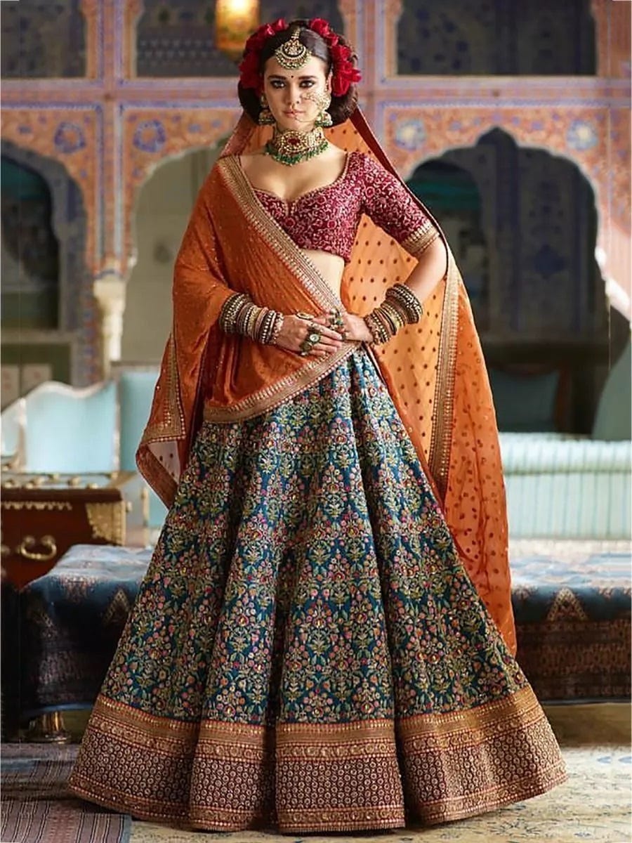 Bridal Double Dupatta Lehenga | Zeelclothing.com - Zeel Clothing - Medium