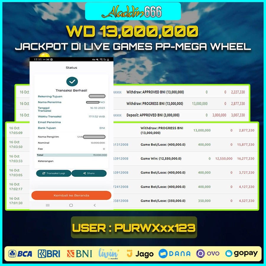 ALADDIN666 — JACKPOT LIVE CASINO PP MEGA WHEEL : SELASA 17 OCT 2023 ...