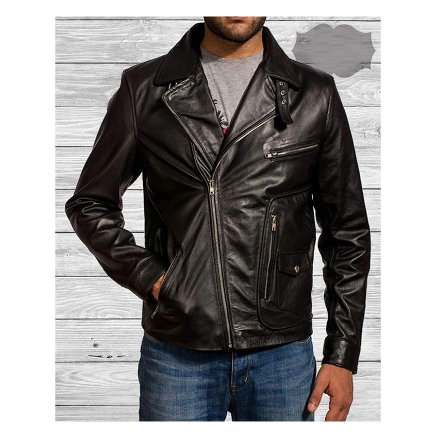 Adams Rocker Black Biker Leather Jacket | by Formal Leather Wear | Medium