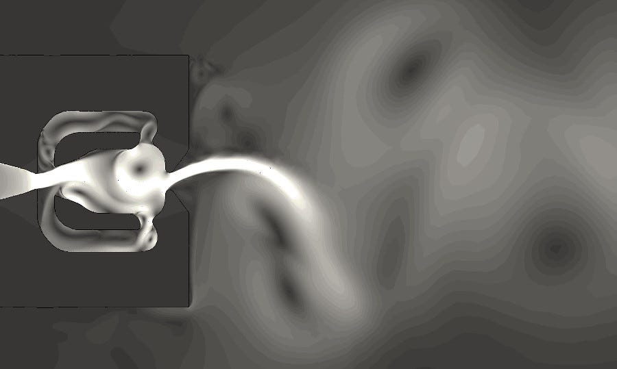 SciCFD: Fluidic Oscillator. Bi-stable states jet inside a designed ...