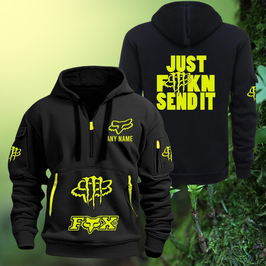 Fox Racing Monster Energy Just Fuckn Send It Custom Half Zip Hoodie ...