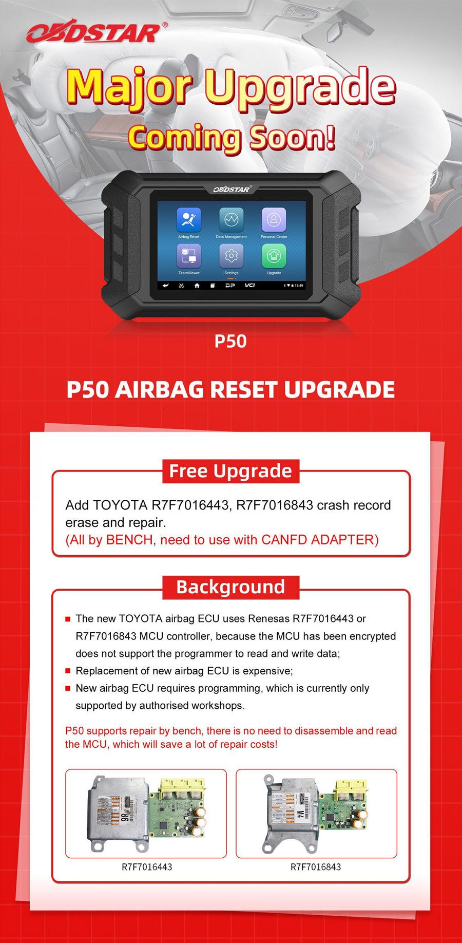 OBDSTAR P50 AIRBAG RESET MAJOR UPGRADE — COMING SOON - OBD2gate.com ...