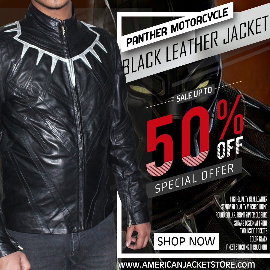 Black Panther Leather Jacket. Buy inspired by Avengers Infinity War ...