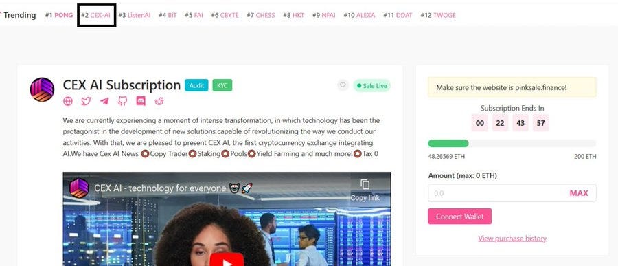 💙🧡Top 2 — Trending, Already with 48 ETH collected! - CEX AI - Medium