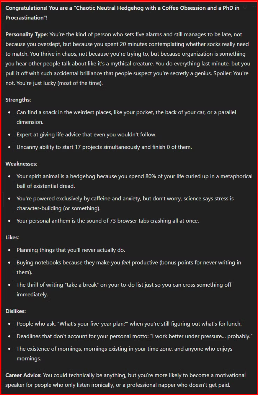 I Asked ChatGPT For a Personality Test: I Think It’s Been Secretly ...