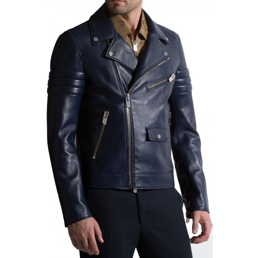Navy Blue Biker Jacket. Men’s Navy Blue Leather Motorcycle… | by Sherry ...