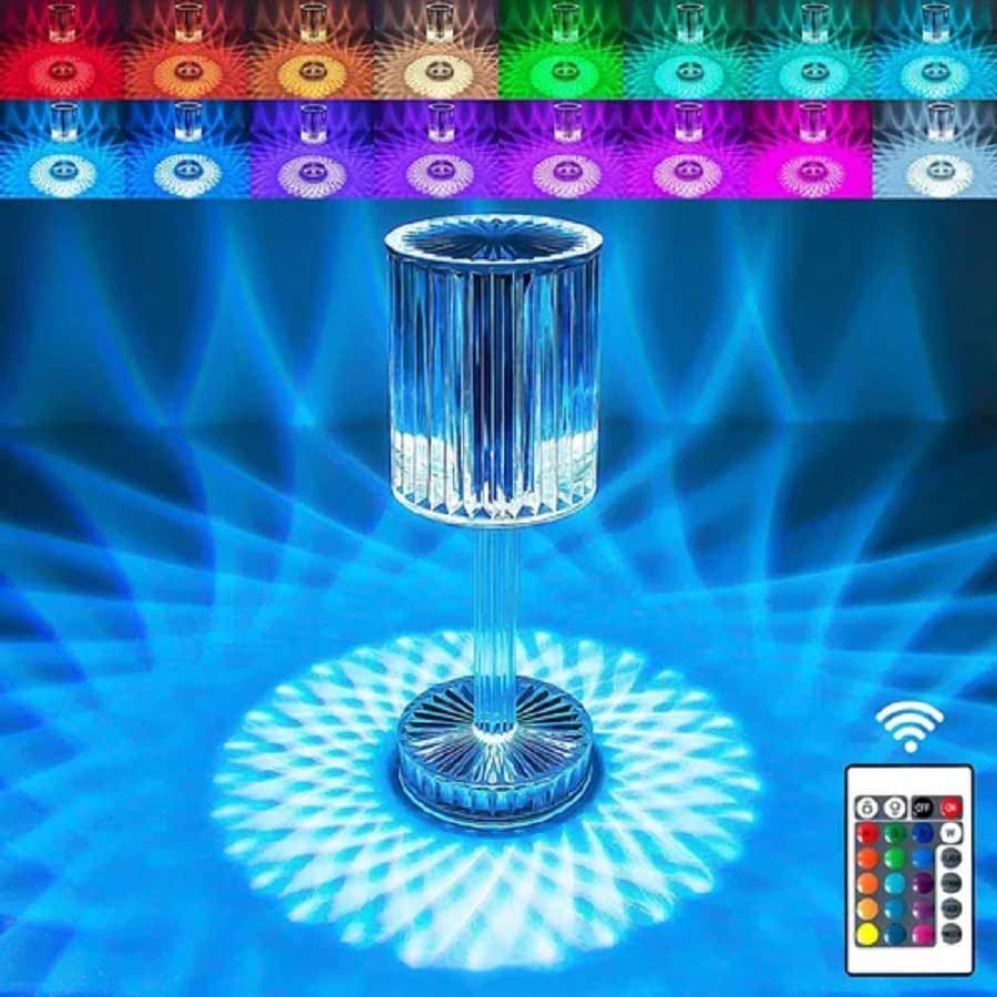 Diamond Crystal 16 Color Rechargeable Table Stand Lamp with Touch ...