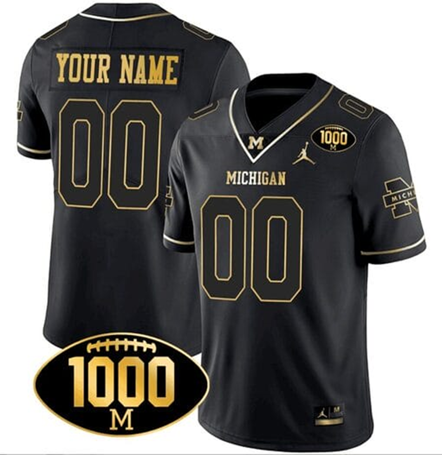 Custom Michigan Wolverines Jersey Name and Number 1000 Wins Patch ...