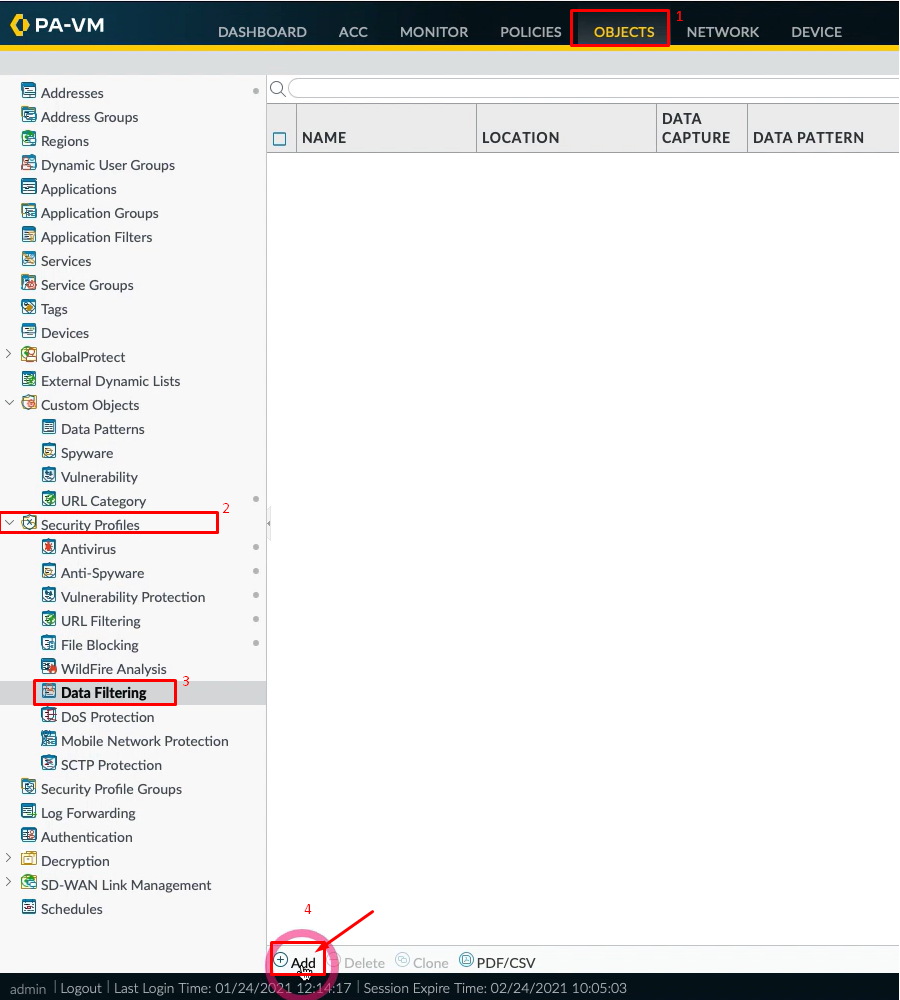 0127 Palo Alto PA-440 Model Firewall ile Data Filters Profil Oluşturma ...
