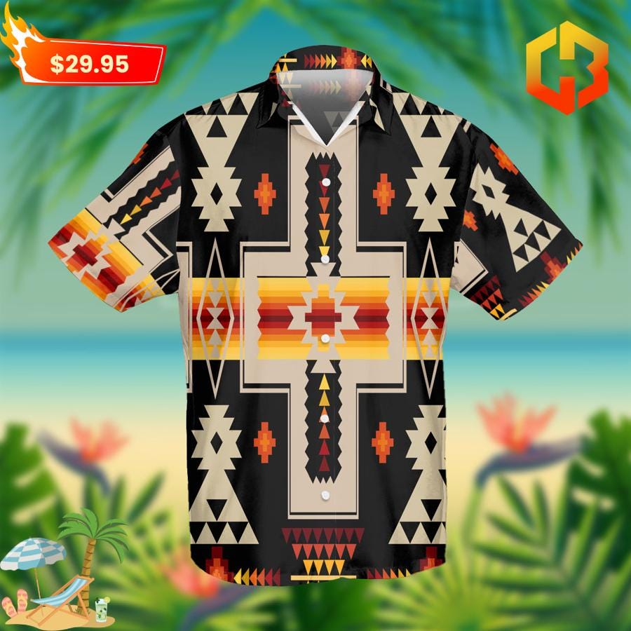 Cultural Black Tribe Native American Hawaiian shirt with bold designs ...