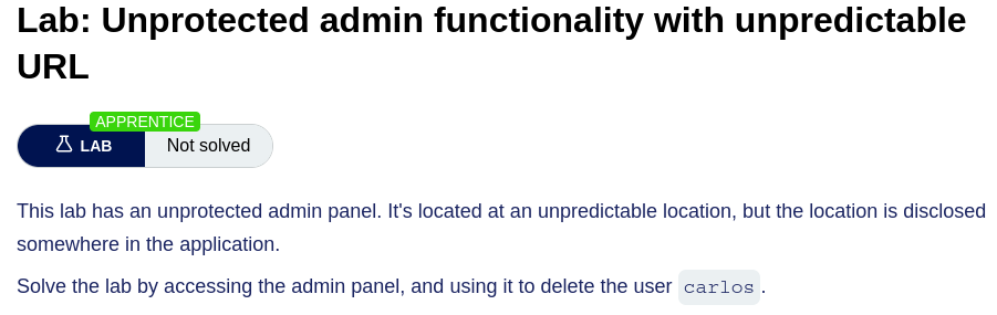 Portswigger Lab: Unprotected admin functionality with unpredictable URL | by Paingravy | Medium