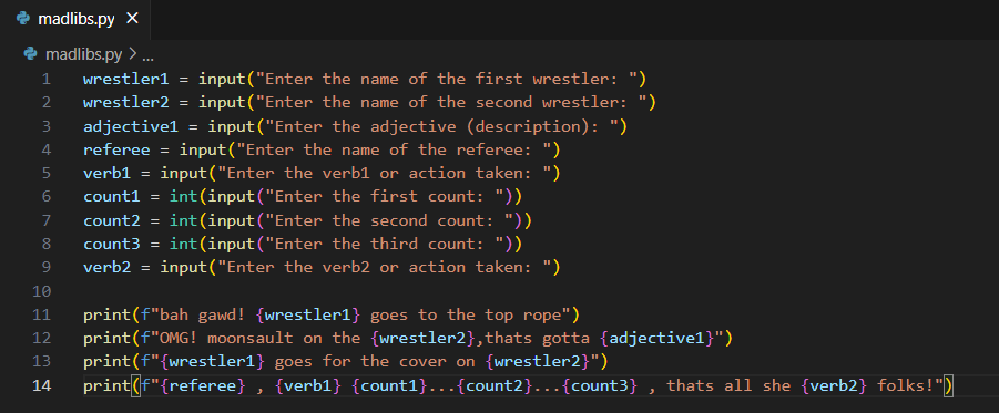 Madlibs game using python. This is just a funny Madlibs game… | by SG ...