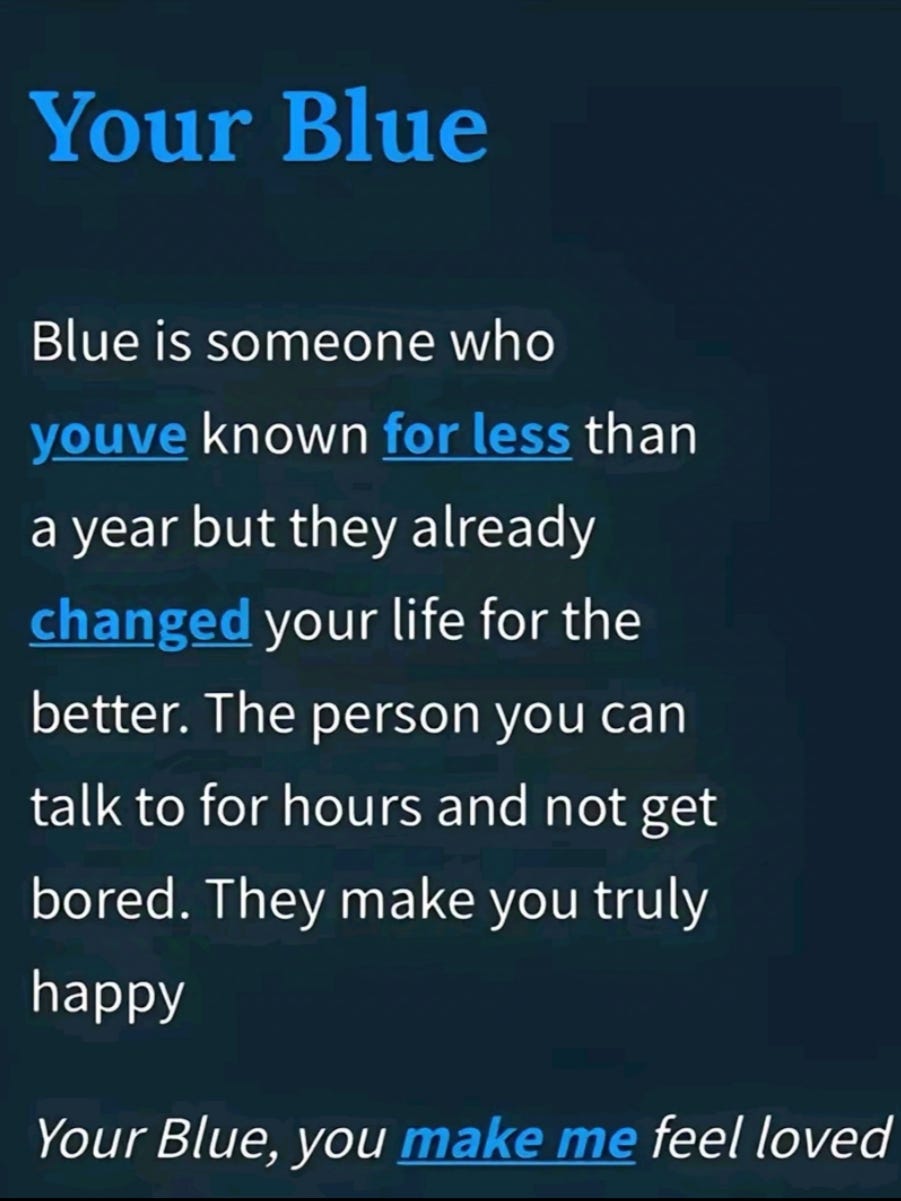 Thank You For Being My Blue.. Hello my blue, yes my blue is you cika ...