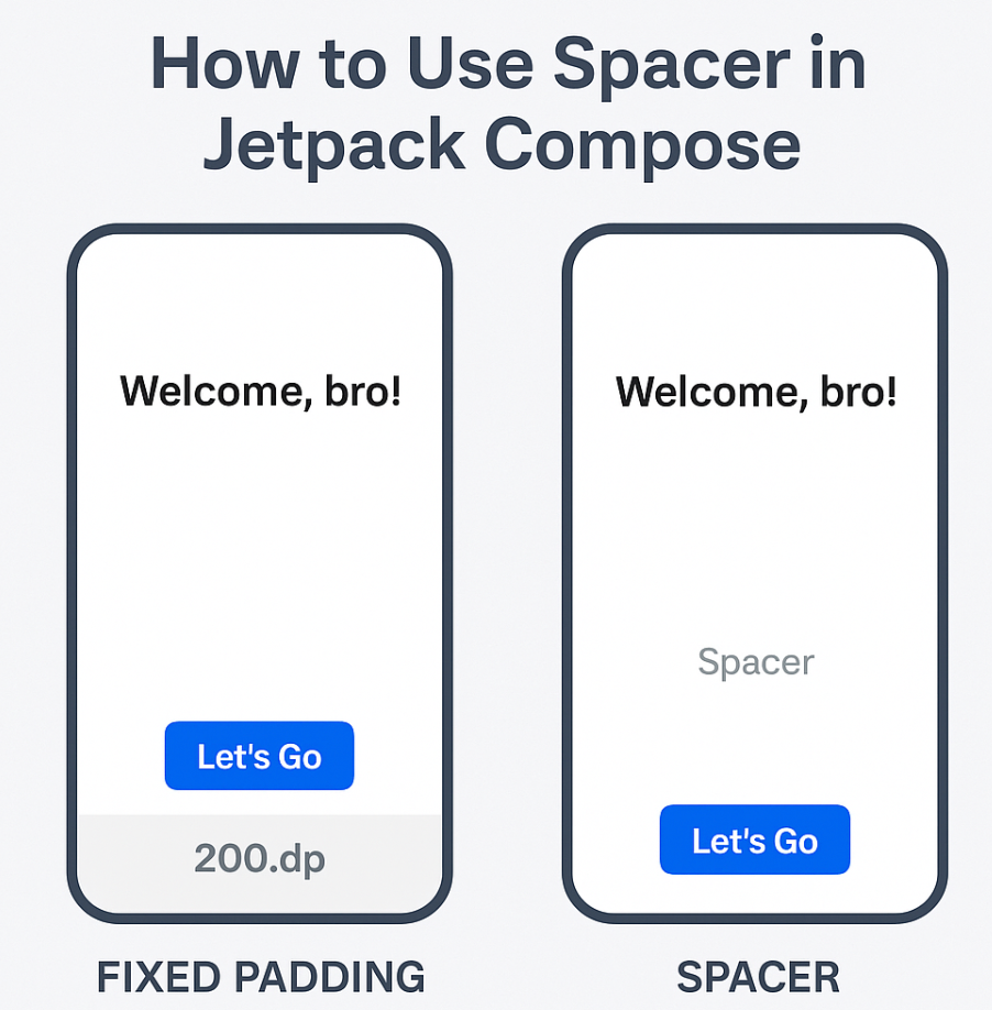 🎯 “How to Use Spacer in Jetpack Compose Like a UI Pro” | by Sandeep Kella | Jetpack Compose | Medium