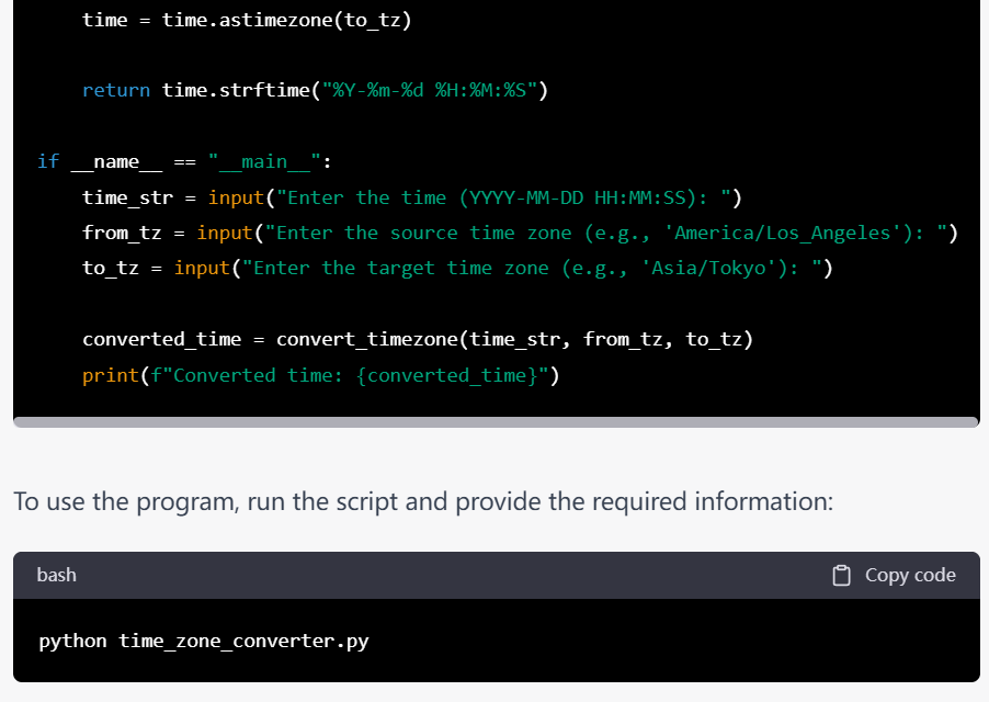 Create a time zone converter help you prepare for the interview from global companies by ChatGPT ...
