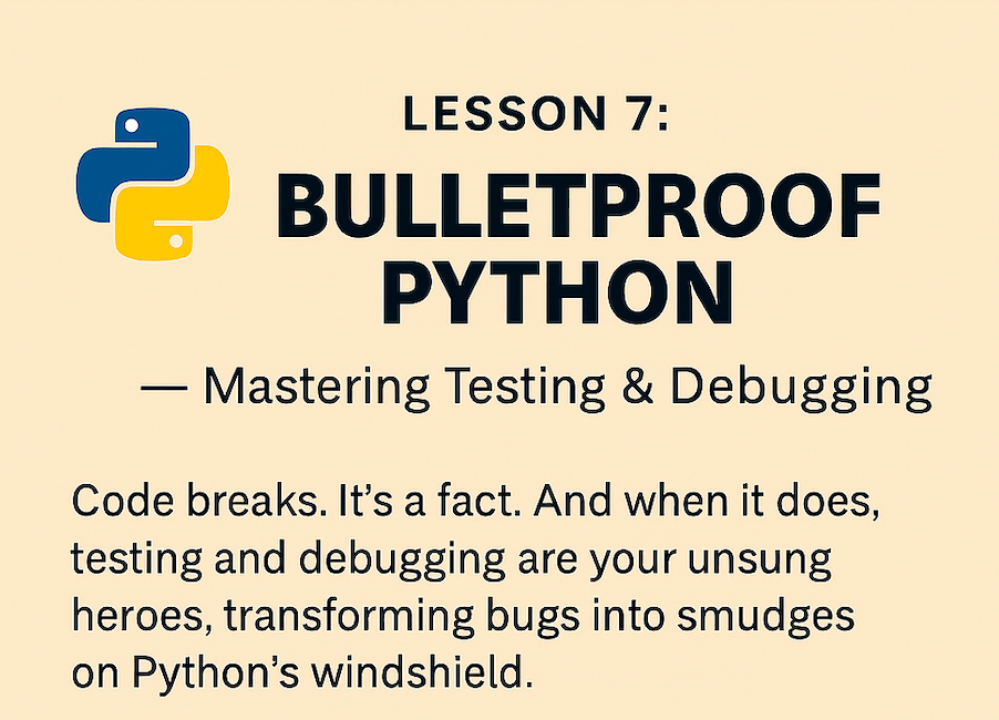 🧪 Lesson 7: Bulletproof Python — Mastering Testing & Debugging | by Md ...