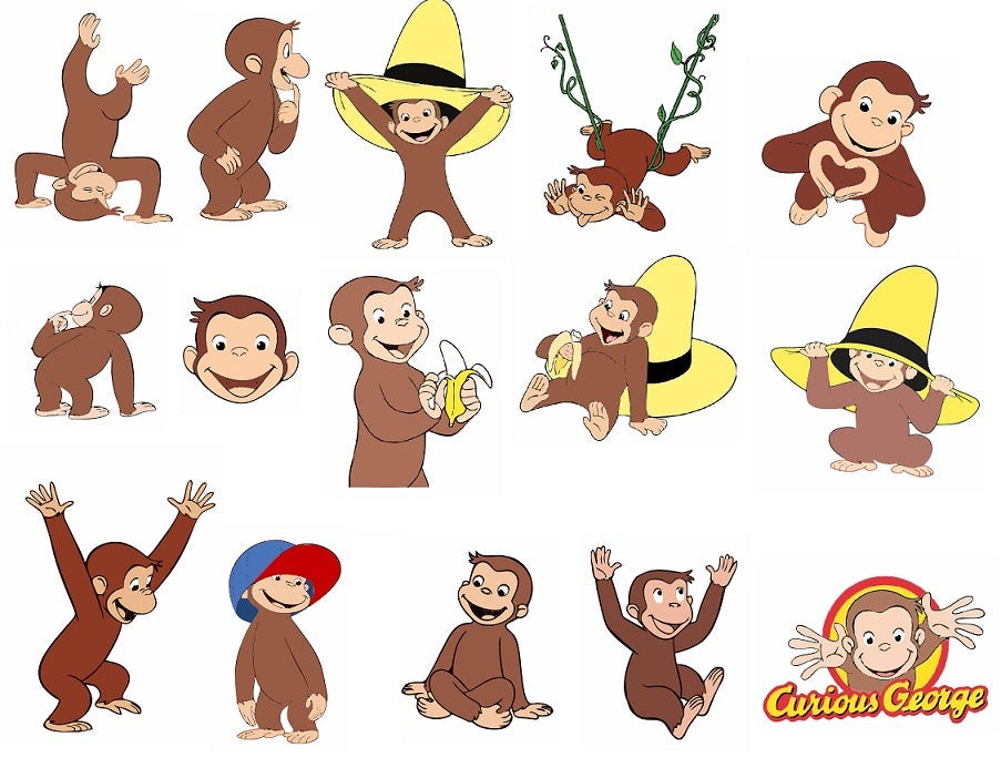 Curious George svg image bundle clip art drawing - Abananas - Medium