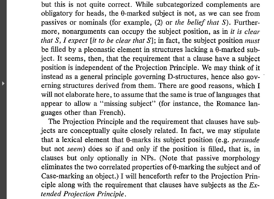 Why the Extended Projection Principle is called *Extended* Projection ...