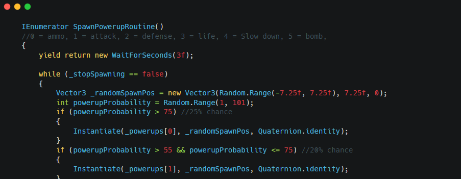 Balancing spawning system by using percentages for Unity game | by Austin Young | Medium