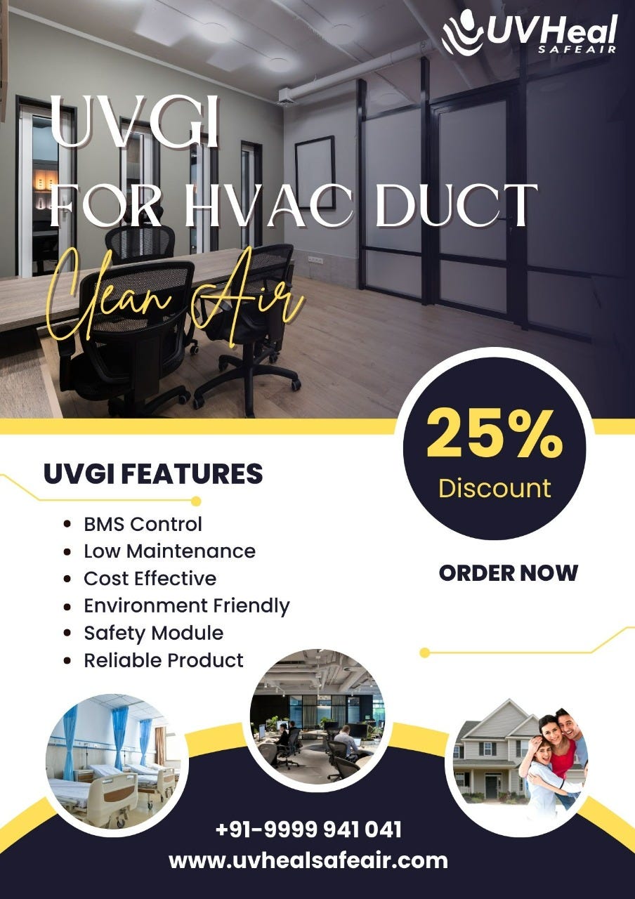 uvgi system for ahu , uvgi air purifier - Uvheal - Medium