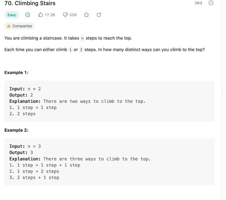 70. Climbing Stairs. Solution: | by Benson Mboci | Medium