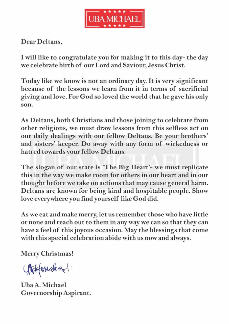 Merry Christmas Deltans, - Uba A. Michael - Medium