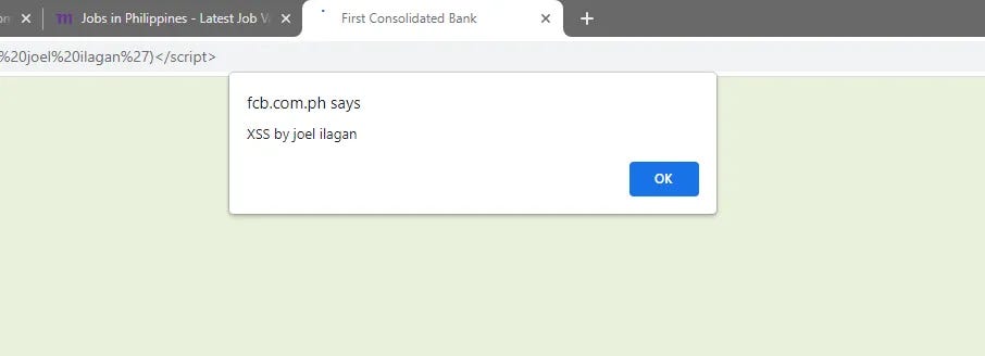 Reflected XSS in First Consolidated Bank Philippines - joel ilagan - Medium