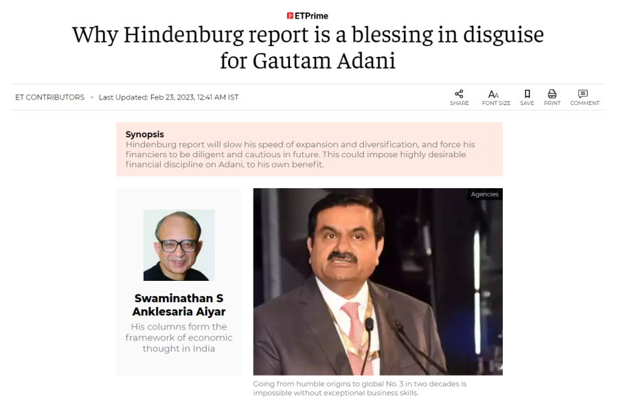 How Mr. Swaminathan Iyer’s article on Adani’s Business is a clever ...