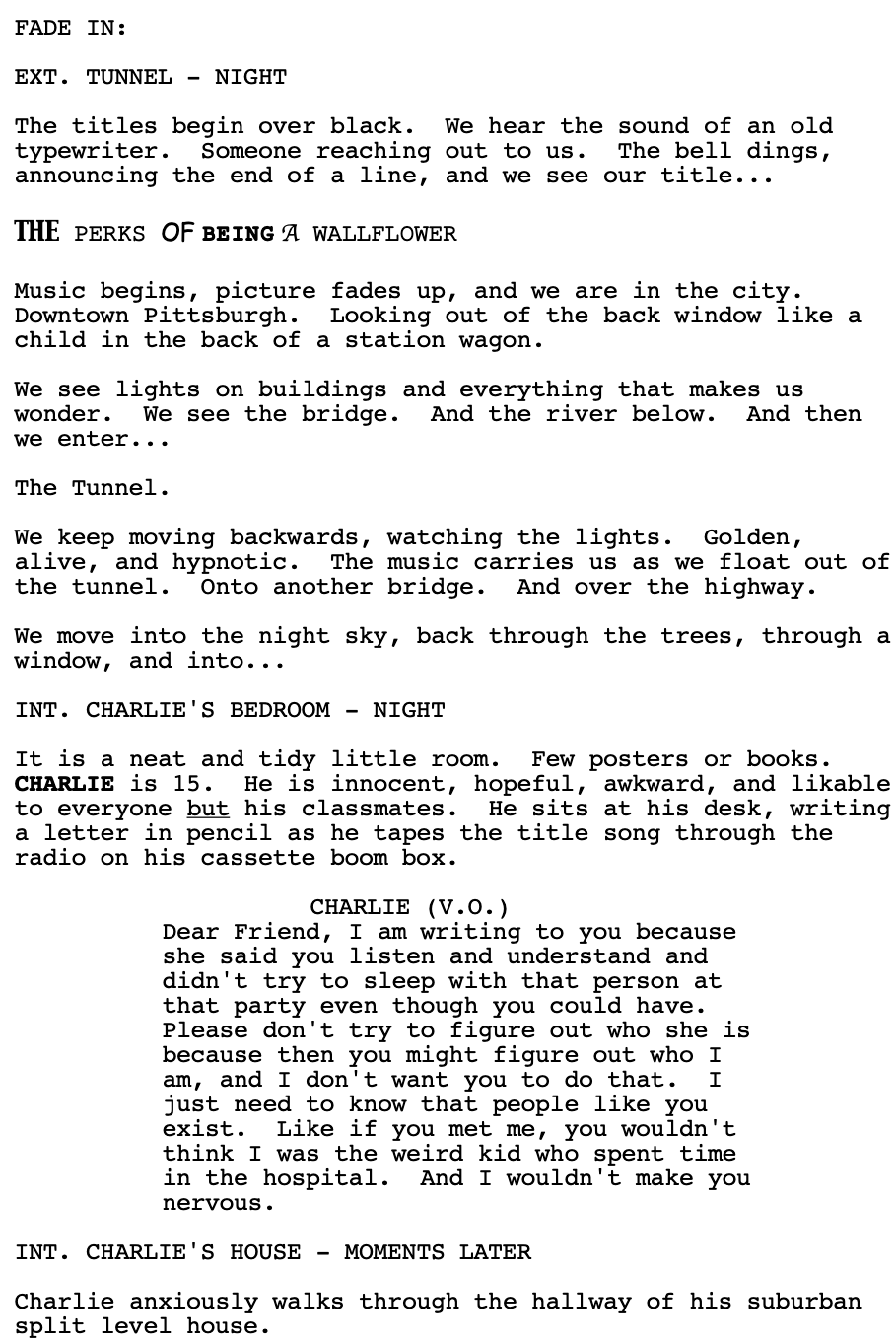 Page One: “The Perks of Being a Wallflower” (2012) | by Scott Myers ...