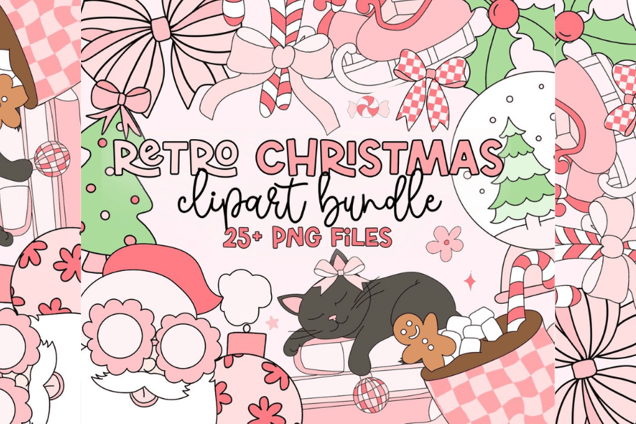 Retro Christmas Doodle Clipart Bundle 29 Free | by Ariellewildewood ...