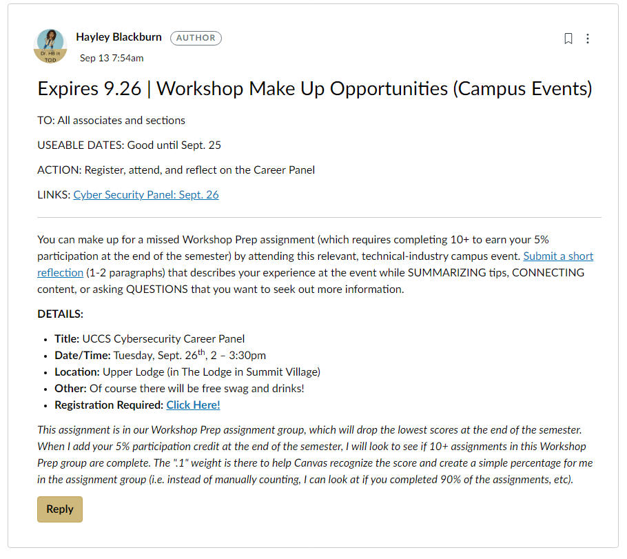 Three Details for an Effective Course Announcement: Inspiration from a ...