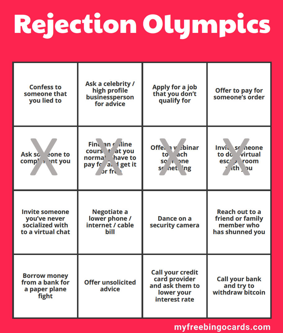 Hustle & Grit Adversity Challenge #2: Rejection Olympics | by Danielle ...