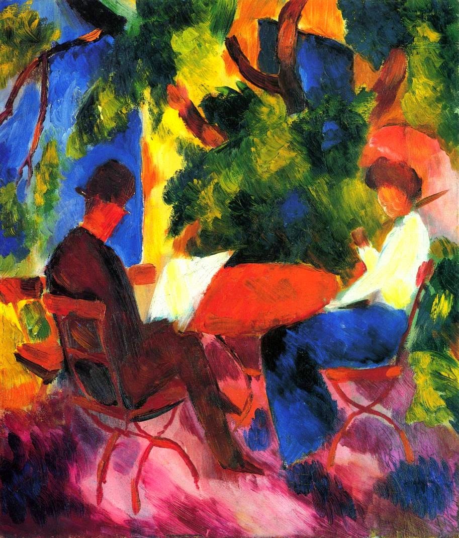 At the Garden Table (1914) by August Macke - Salt N Pepper Poetry - Medium