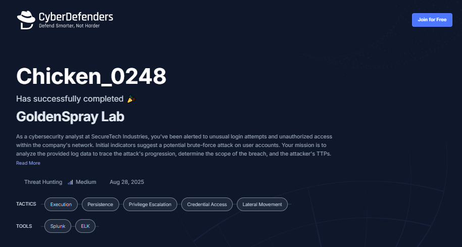 [CyberDefenders Write-up] GoldenSpray (Investigate password spray to RDP initial access… | by ...