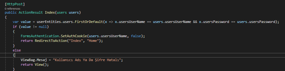 MVC İLE LOGIN VE LOGOUT İŞLEMLERİ | by Cahit Can Özgen | Medium