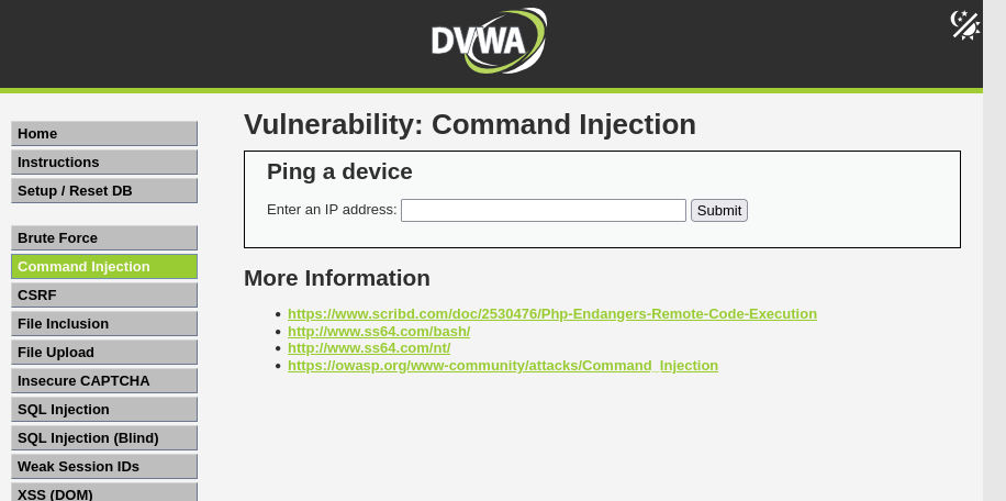 DVWA COMMAND INJECTION. DVWA (Damn Vulnerable Web Application)… | by Sreeraj M | Jul, 2025 | Medium