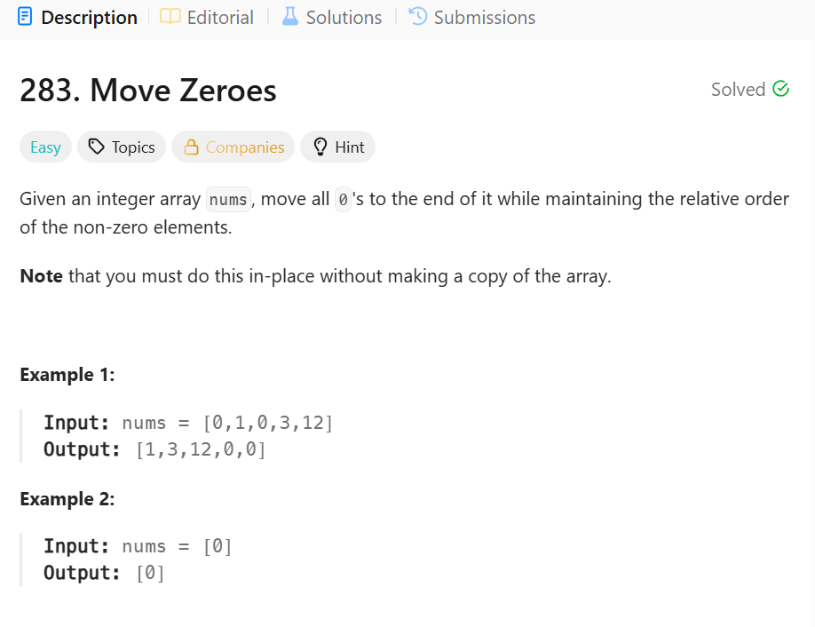 Mastering the Move Zeroes Problem — A Simple Two-Pointer Trick | by Santhiya Periyasamy ...