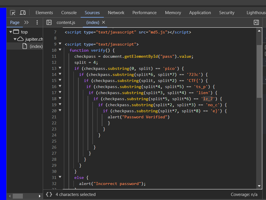 dont-use-client-side challange in picoCTF - Alex Alexander - Medium