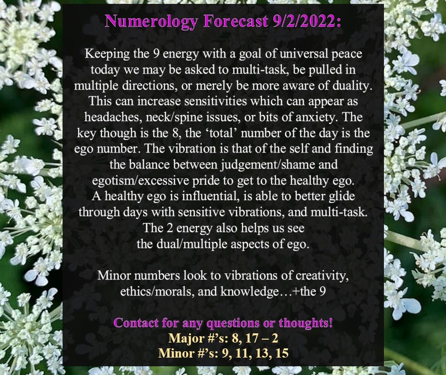 Numerology Forecast 9–2–2022. Numerology Forecast 9/2/2022 | by Debra ...