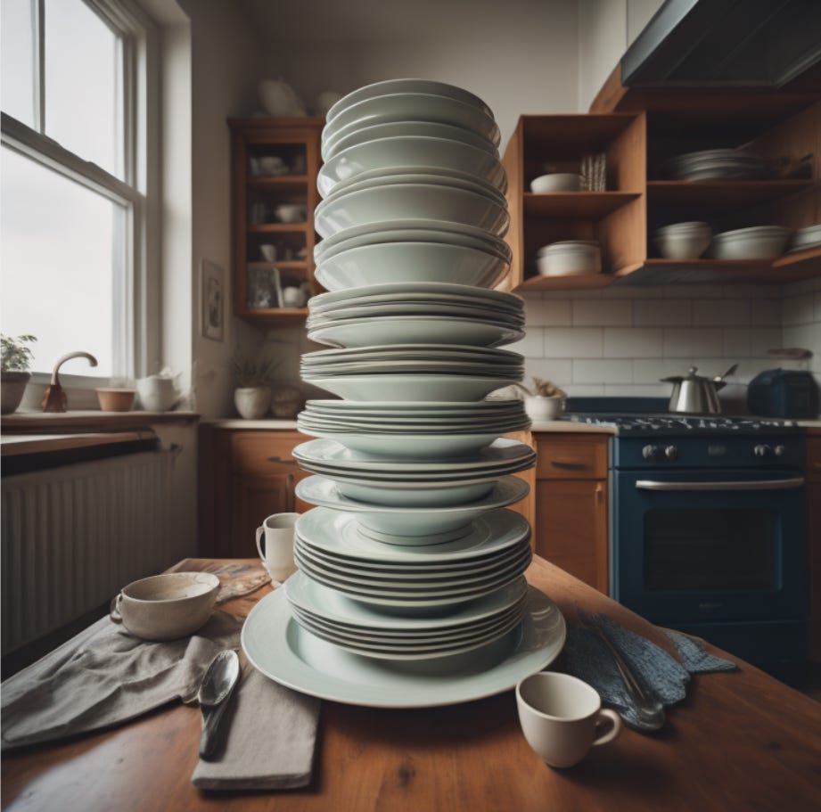 Goals : Dishes Stacked Tall Or A Room In Disarray | by MEC's Place ...