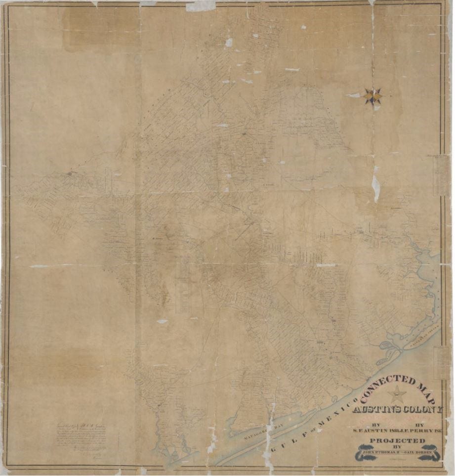 Stephen F. Austin’s Connected Map of Austin’s Colony, 1837 (1892 ...