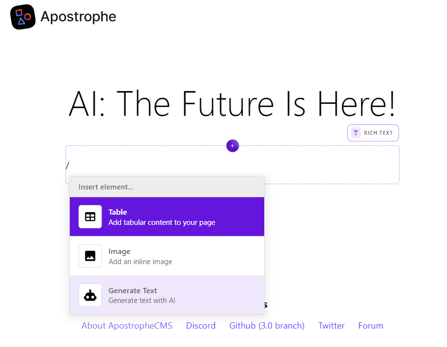 How to Integrate Generative AI Into Apostrophe CMS | Medium