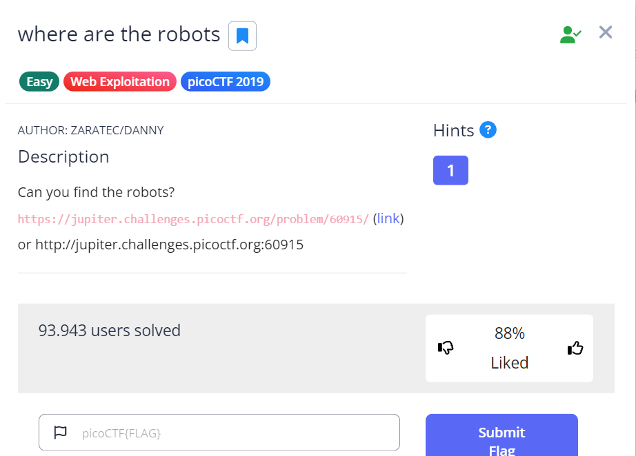 picoCTF writeup: where are the robots | by H4ck3r_G4m3r | Medium
