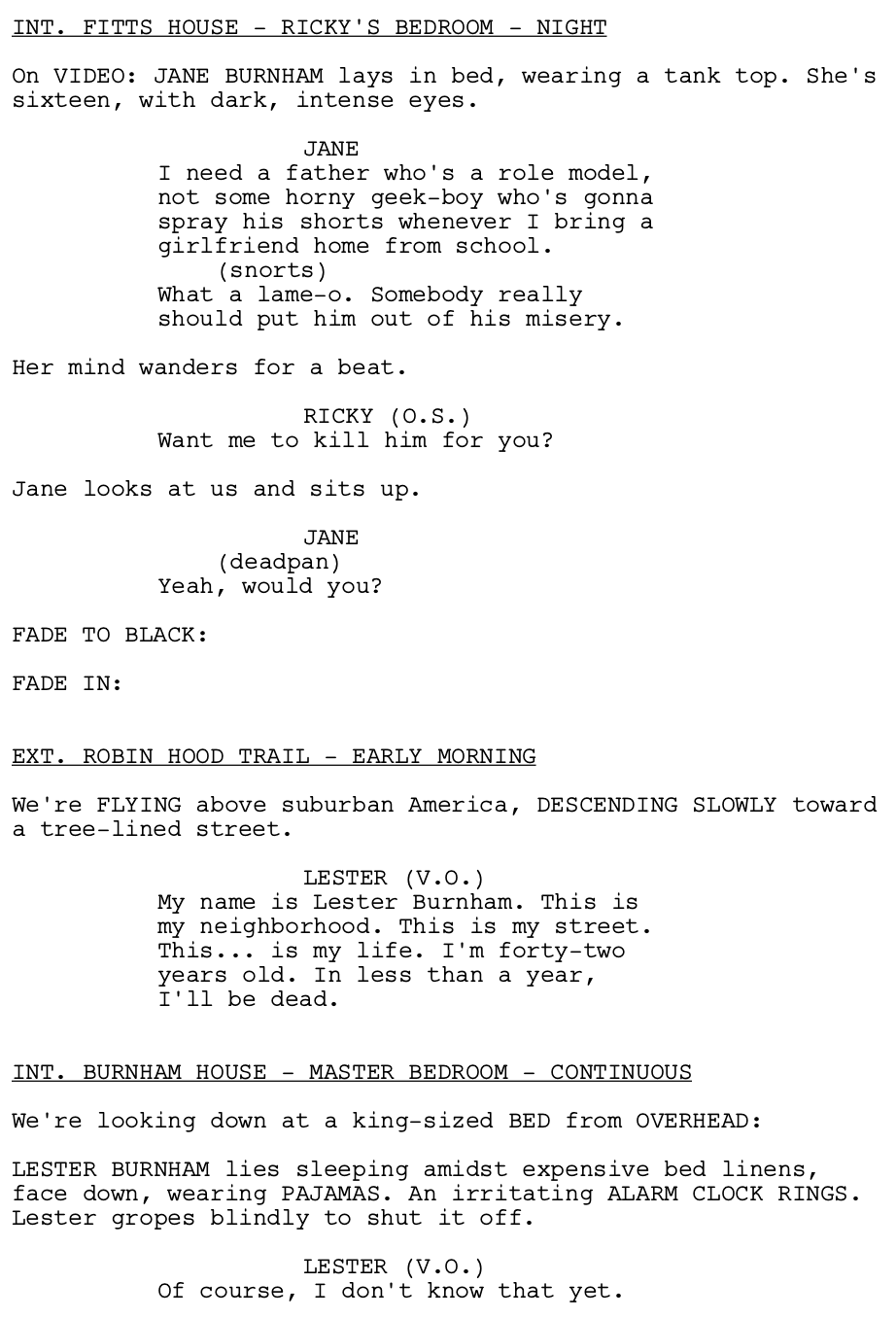 Page One: “American Beauty” (1999) - Go Into The Story