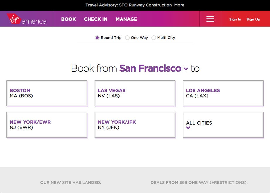 A Walkthrough of Virgin America’s Booking Flow. | by Tatyana Gruver ...