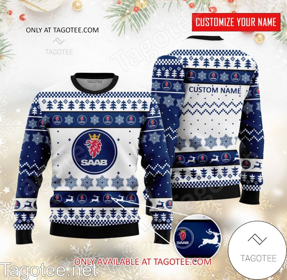 Rock Your Holidays with the Saab Logo Ugly Christmas Sweater! | by Ajh ...